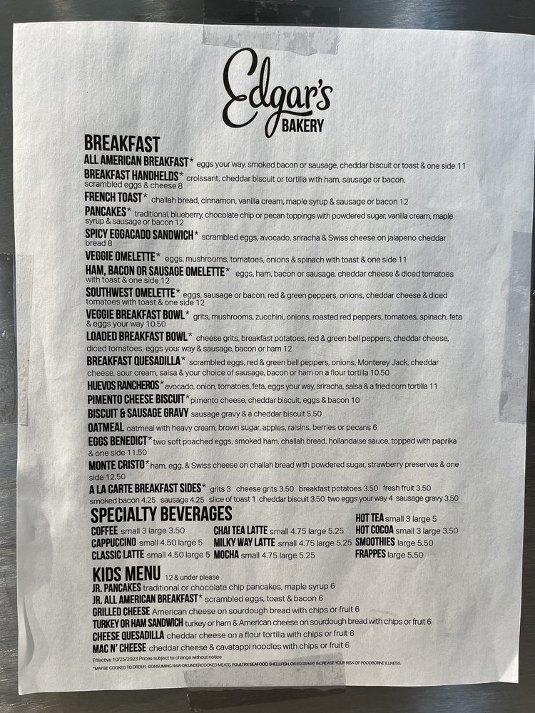 Edgar's Bakery, Hoover - Menu, Reviews (108), Photos (26) - Restaurantji