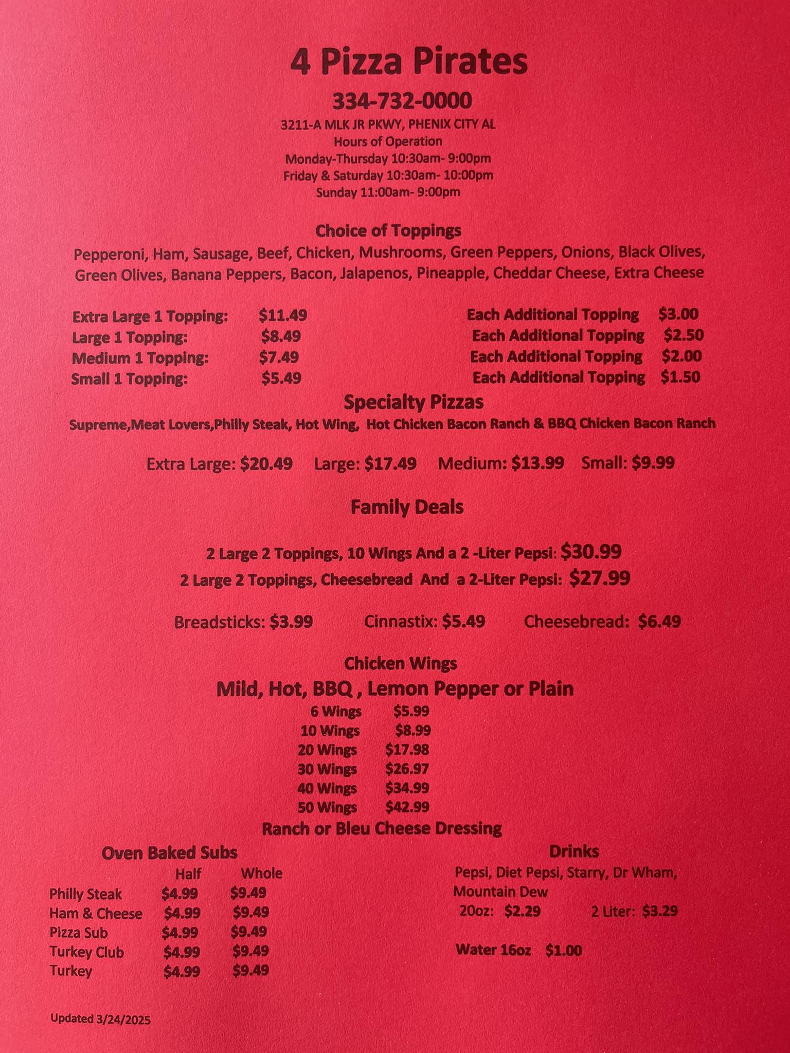 4 Pizza Pirates, Phenix City - Menu, Reviews (39), Photos (19 ...