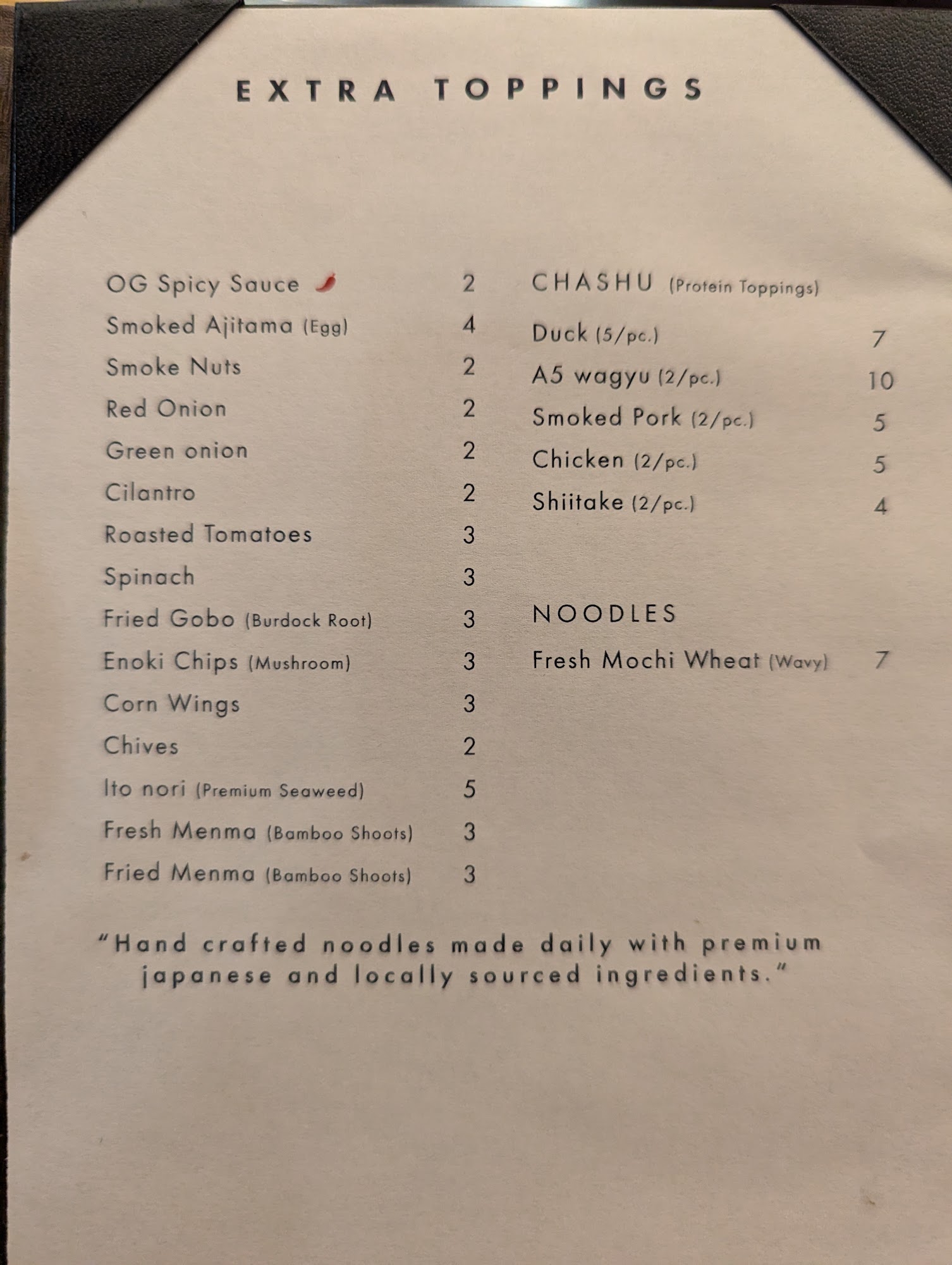 Menu for Mensho Ramen, Mesa, AZ - Restaurantji