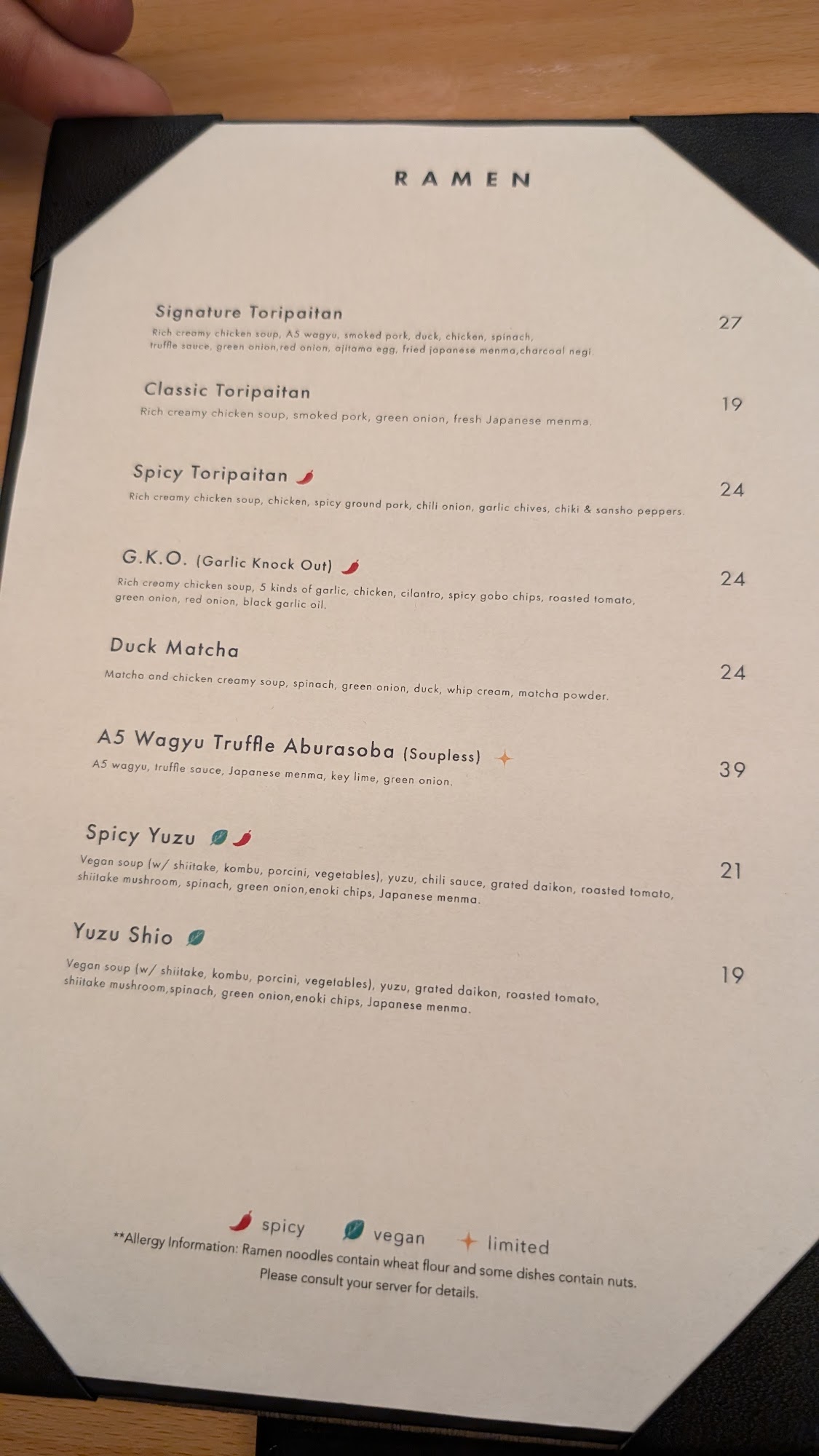 Menu for Mensho Ramen, Mesa, AZ - Restaurantji