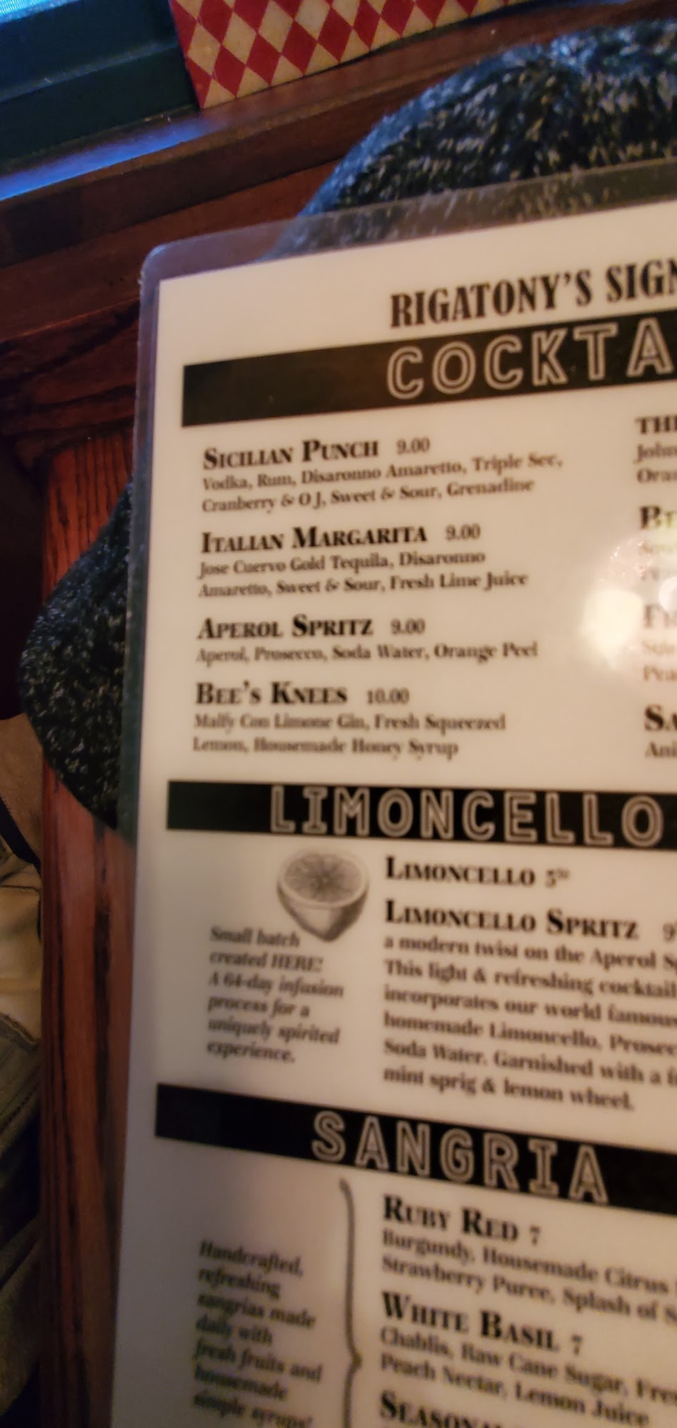 Menu for RigaTony's Authentic Italian Restaurant, Tempe, AZ - Restaurantji