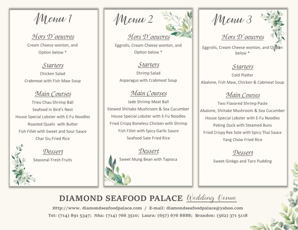 Diamond Seafood Palace 3 | Wedding Venue, Westminster - Menu, Reviews ...