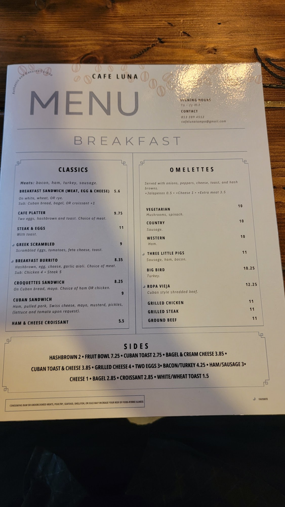 Cafe Luna, Tampa - Menu, Reviews (89), Photos (28) - Restaurantji