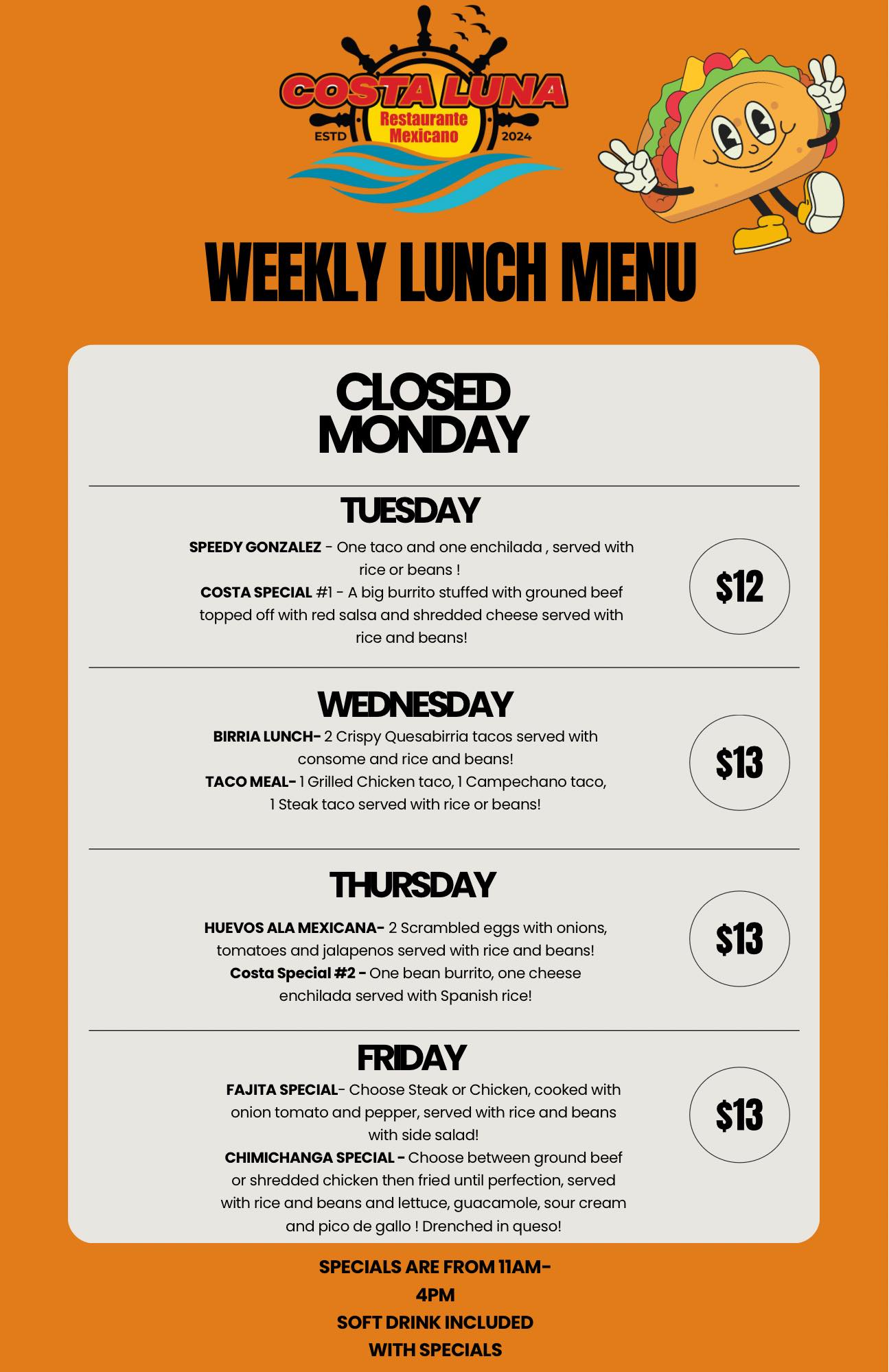 Costa Luna Restaurante Mexicano, Hamilton - Menu, Reviews (50), Photos ...