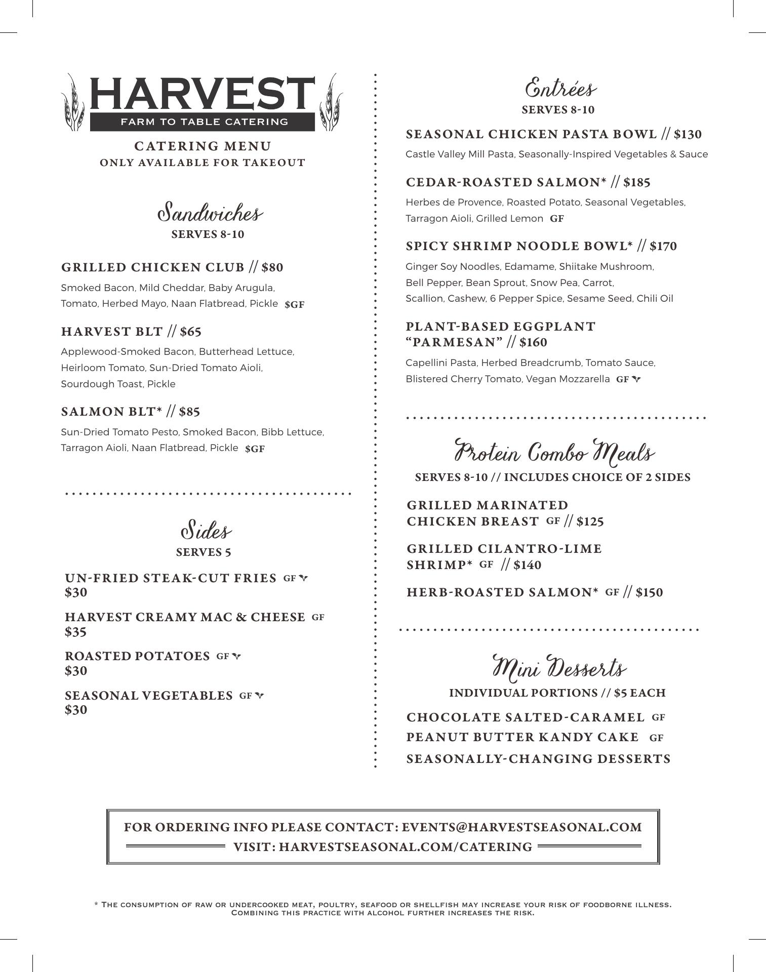 Menu for Harvest Seasonal Grill - Moorestown, Moorestown, NJ - Restaurantji