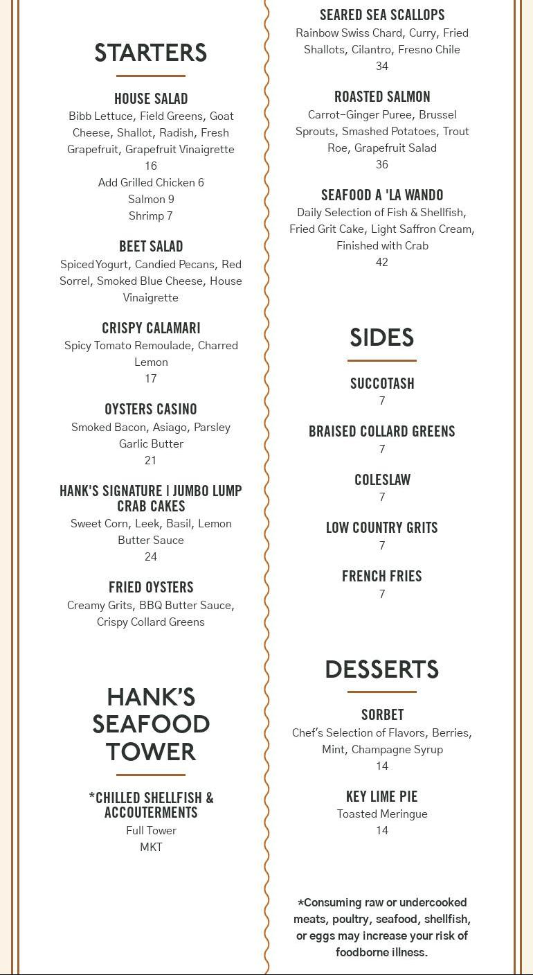 Hank's Low Country Seafood & Raw Bar, Columbus - Menu, Reviews (600 ...