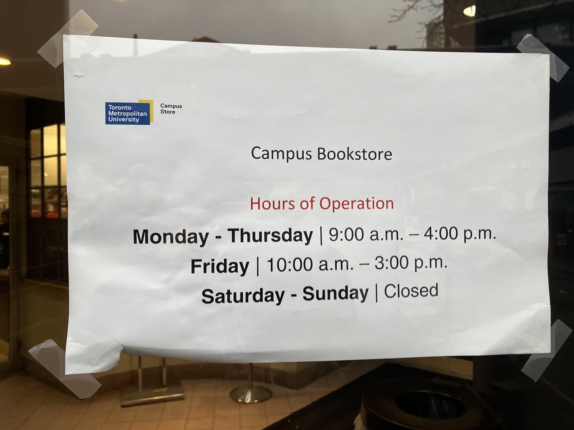 Toronto Metropolitan University Campus Store Toronto On Hours
