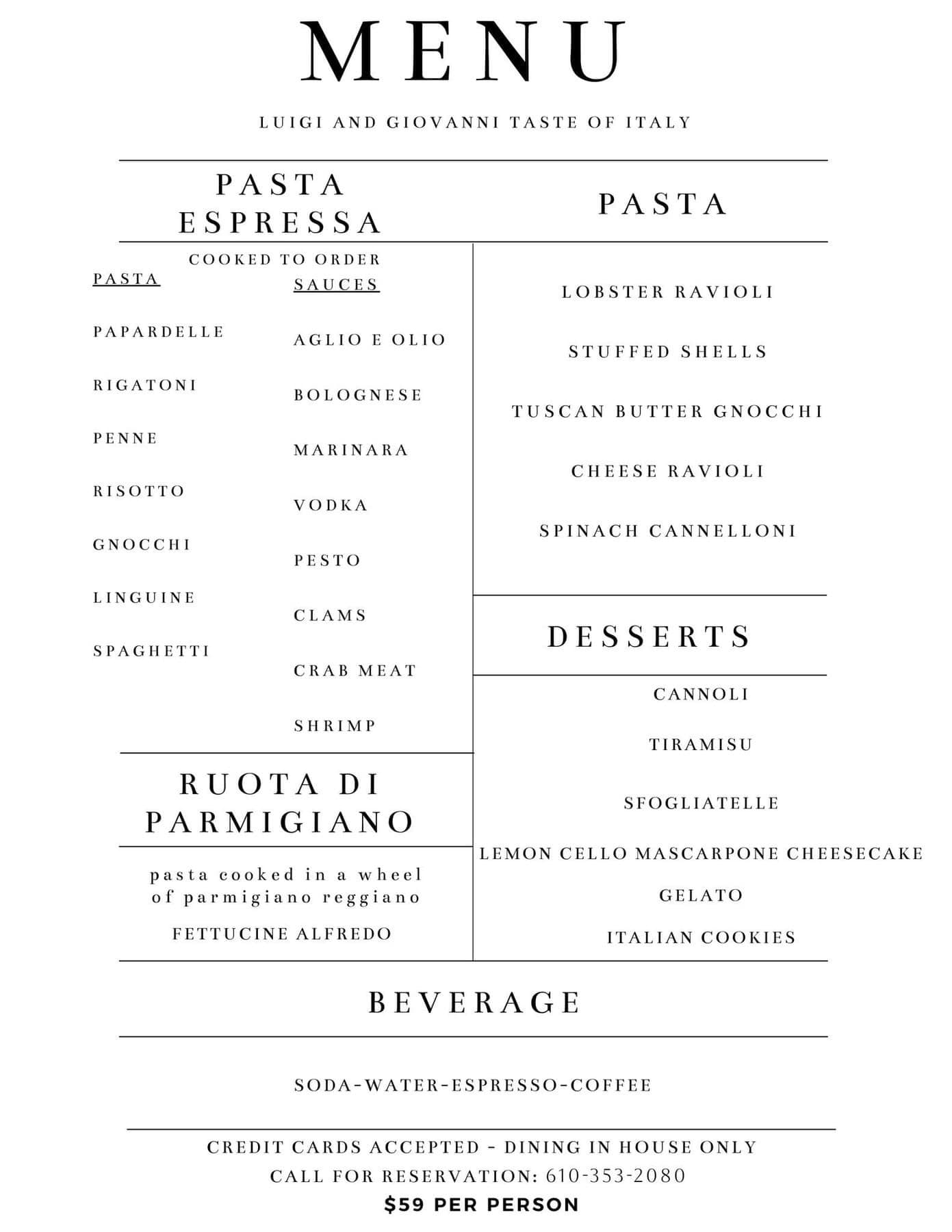 Luigi & Giovanni at Ellis preserve, Newtown Square - Menu, Reviews (14 ...