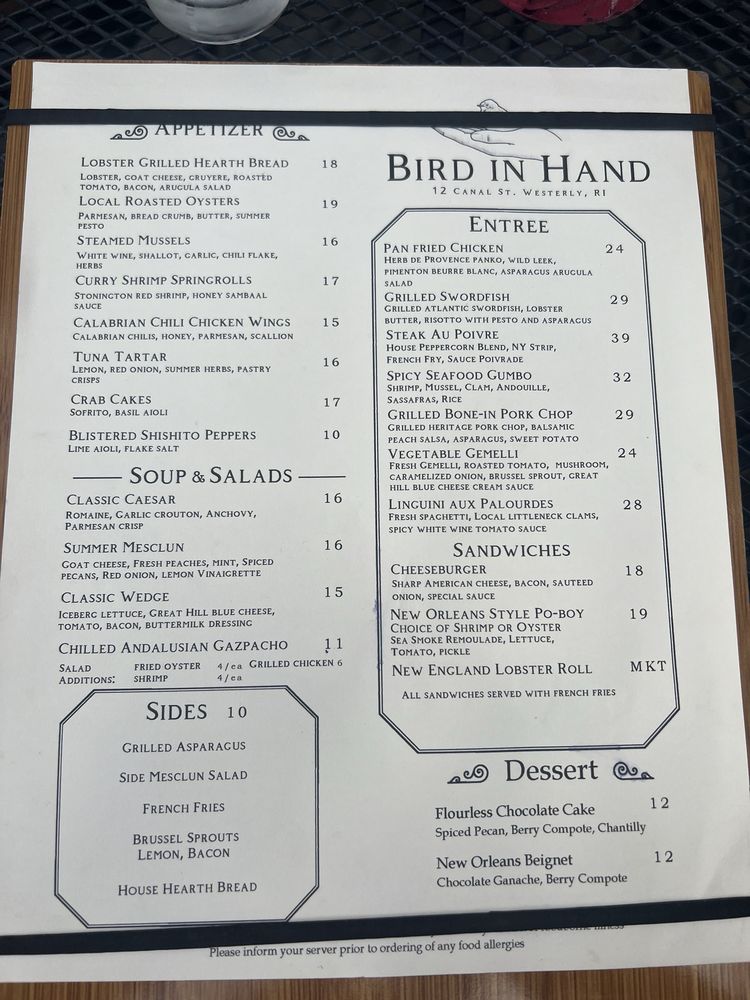Bird in Hand, Westerly - Menu, Reviews (38), Photos (22) - Restaurantji