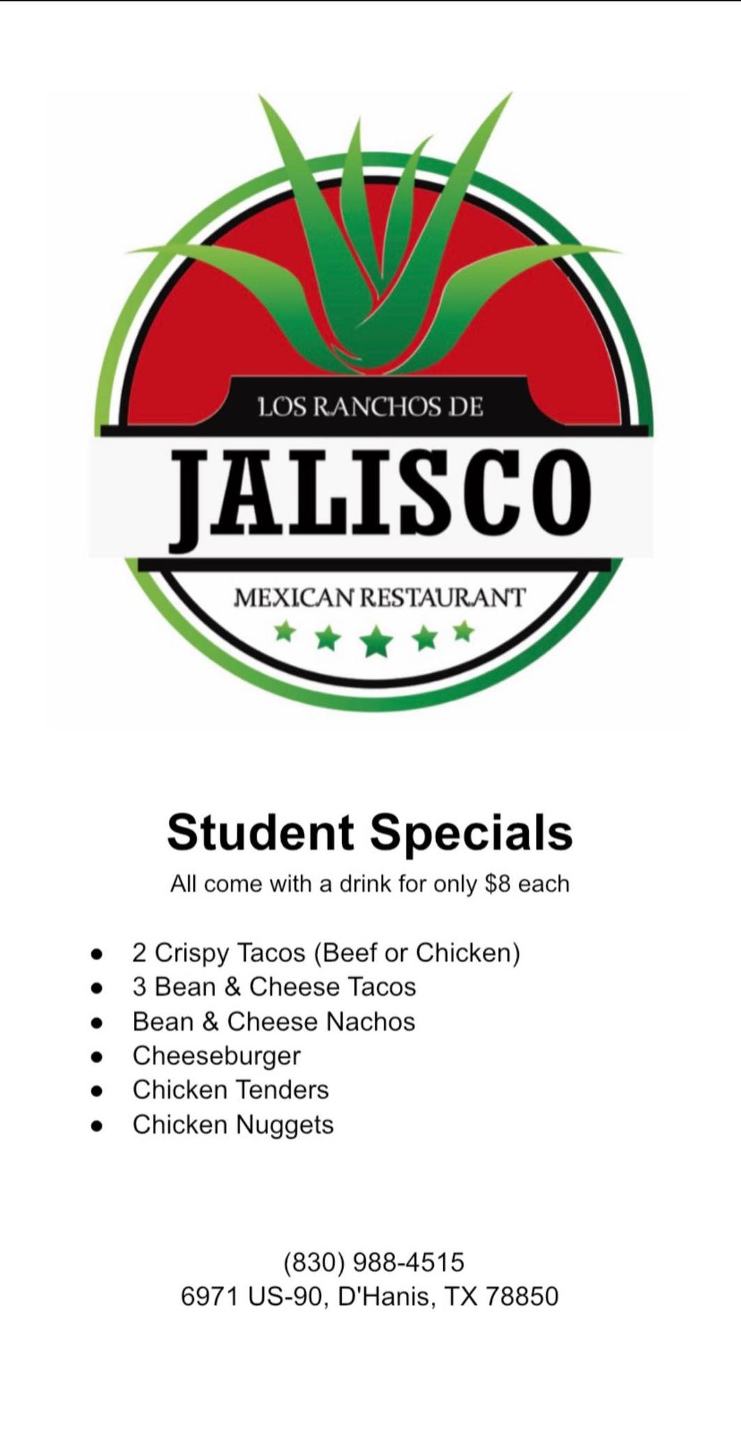 Los Ranchos de Jalisco Mexican Restaurant, Dhanis - Menu, Reviews (58 ...