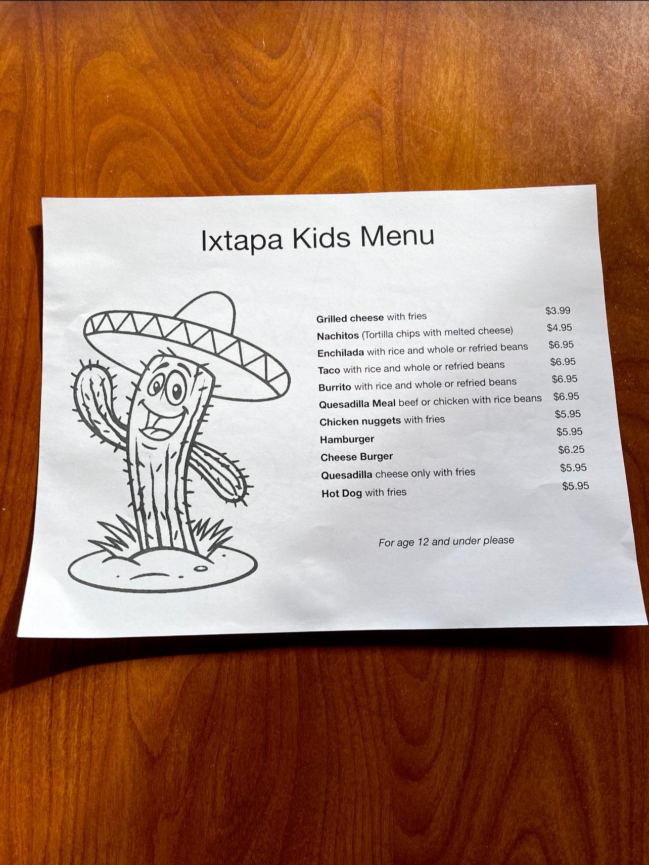 Menu for Ixtapa, Duvall, WA - Restaurantji