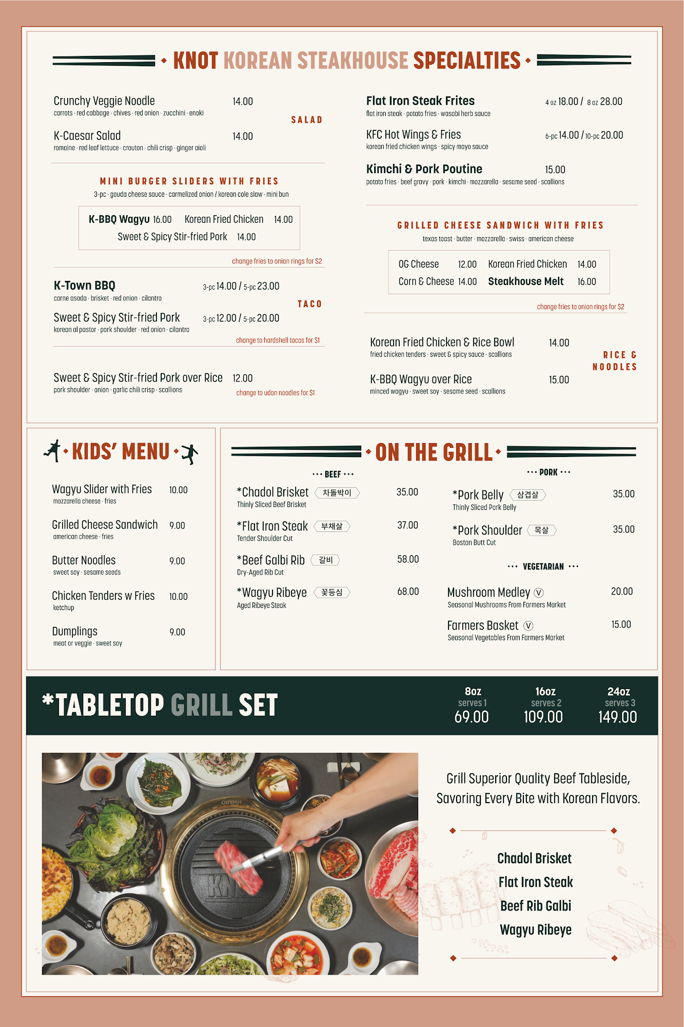 Menu for Knot Korean Steakhouse, Tacoma, WA - Restaurantji