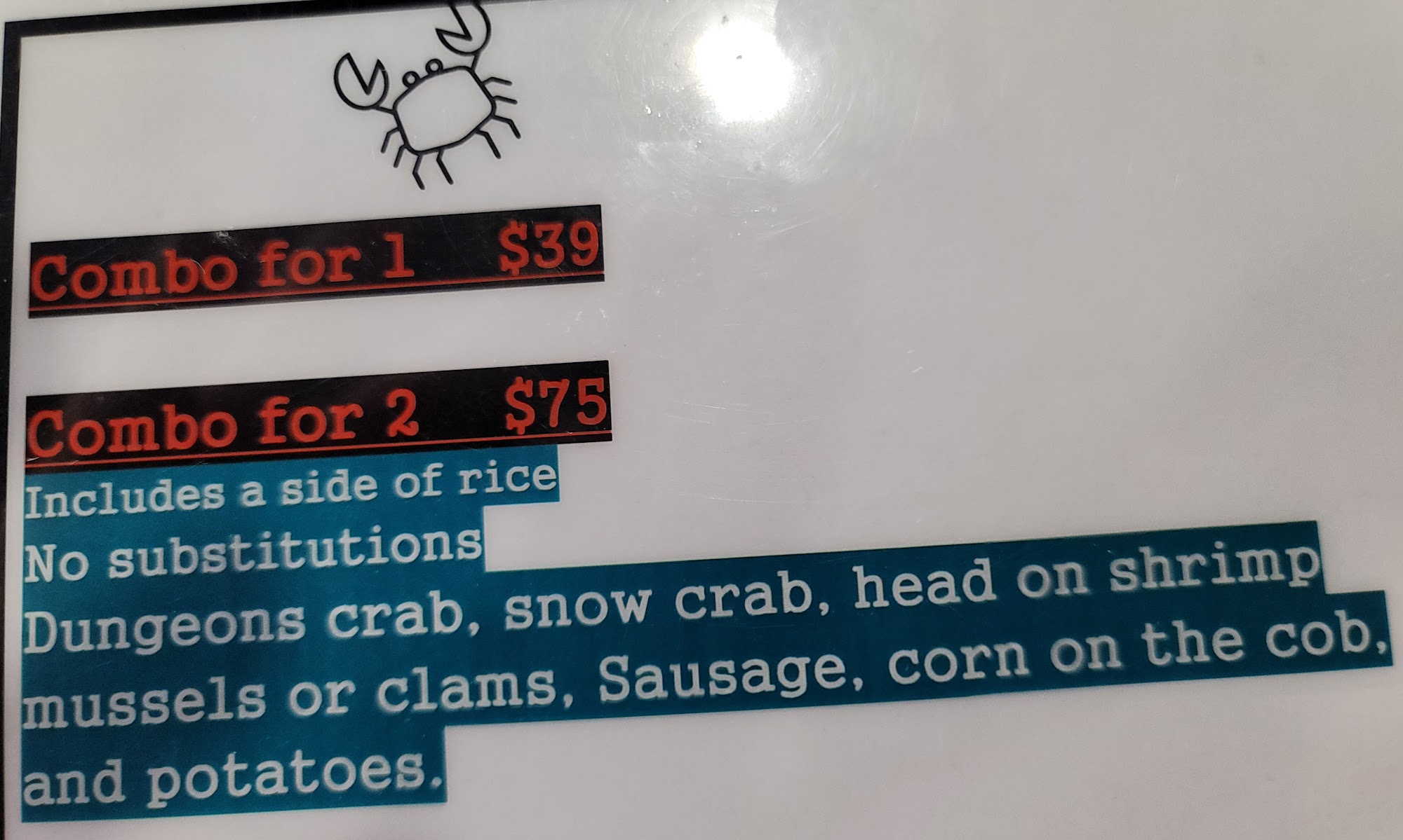 Menu for Wacky crab shack, Yakima, WA - Restaurantji